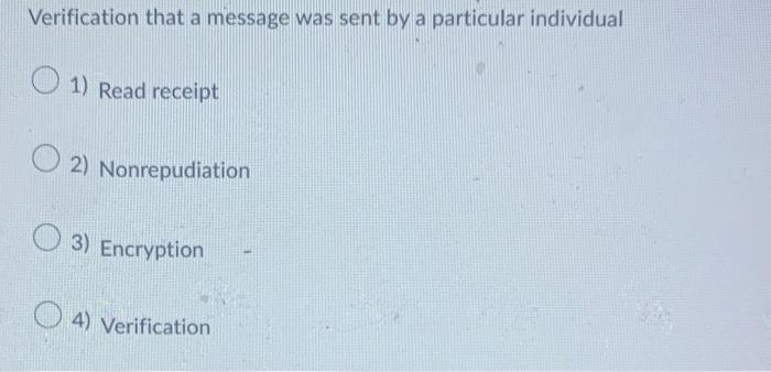 Solved Verification that a message was sent by a particular | Chegg.com