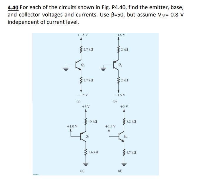 Solved 4.40 For each of the circuits shown in Fig. P4.40, | Chegg.com