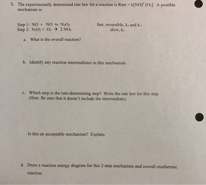 Solved 5. The experimentally determined rate law for a | Chegg.com