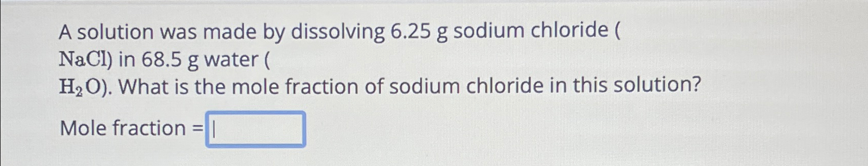 Solved A solution was made by dissolving 6.25g ﻿sodium | Chegg.com