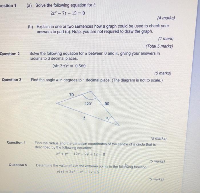 Solved Jestion 1 (a) Solve the following equation for t 2t2 | Chegg.com Solved Jestion 1 (a) Solve the following equation for t 2t2 | Chegg.com