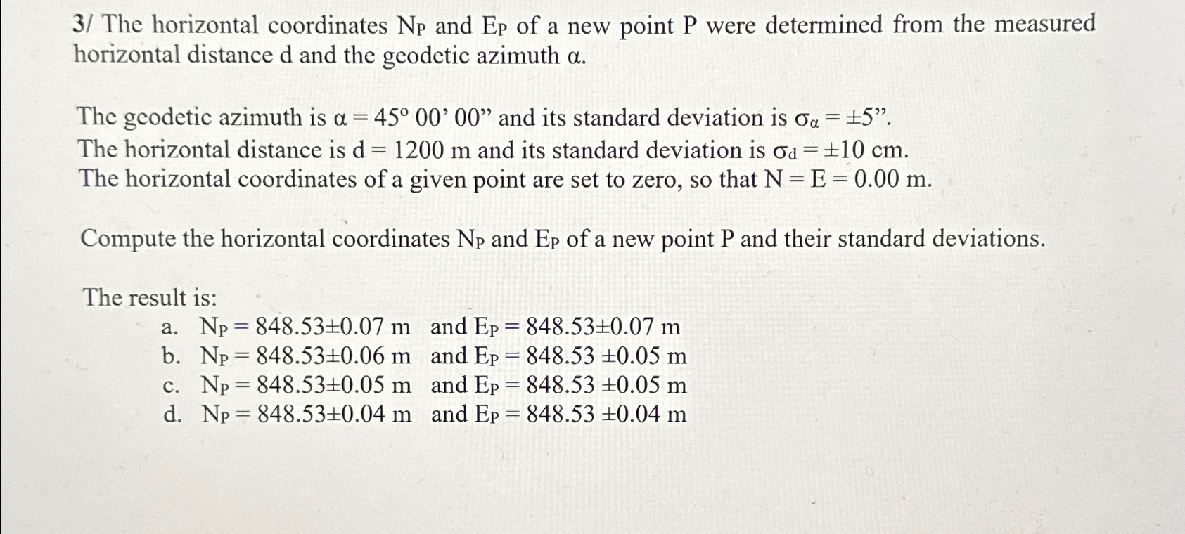 Solved 3/ ﻿The horizontal coordinates NPP ﻿and EPP ﻿of a new | Chegg.com