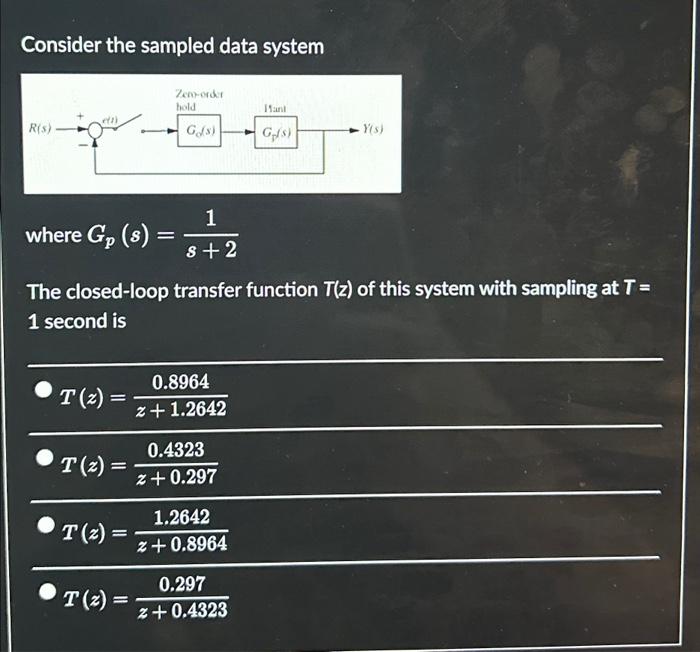 Solved Consider the sampled data system R(s) C(1) where G₂ | Chegg.com