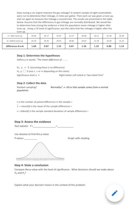Solved Does tuning a car engine improve the gas mileage? A | Chegg.com