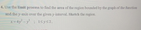 Use the limit process to find the area of the region | Chegg.com