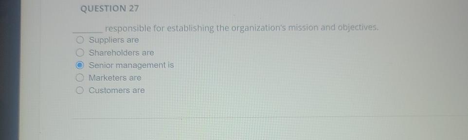 Solved QUESTION 27responsible for establishing the | Chegg.com