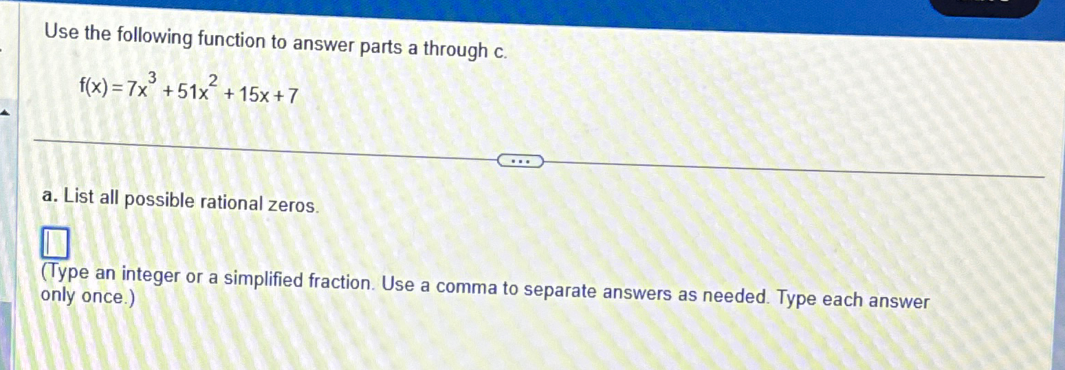 Solved Use the following function to answer parts a through | Chegg.com