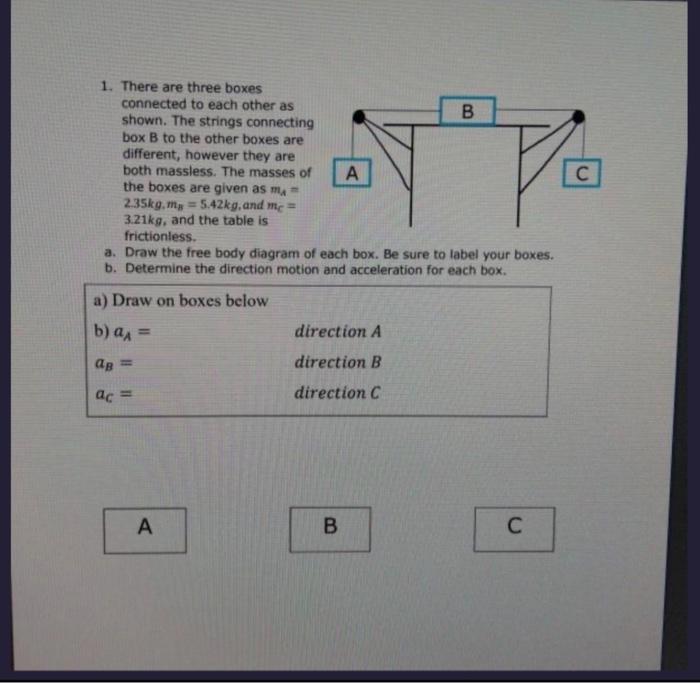 Solved 1. There are three boxes connected to each other as | Chegg.com