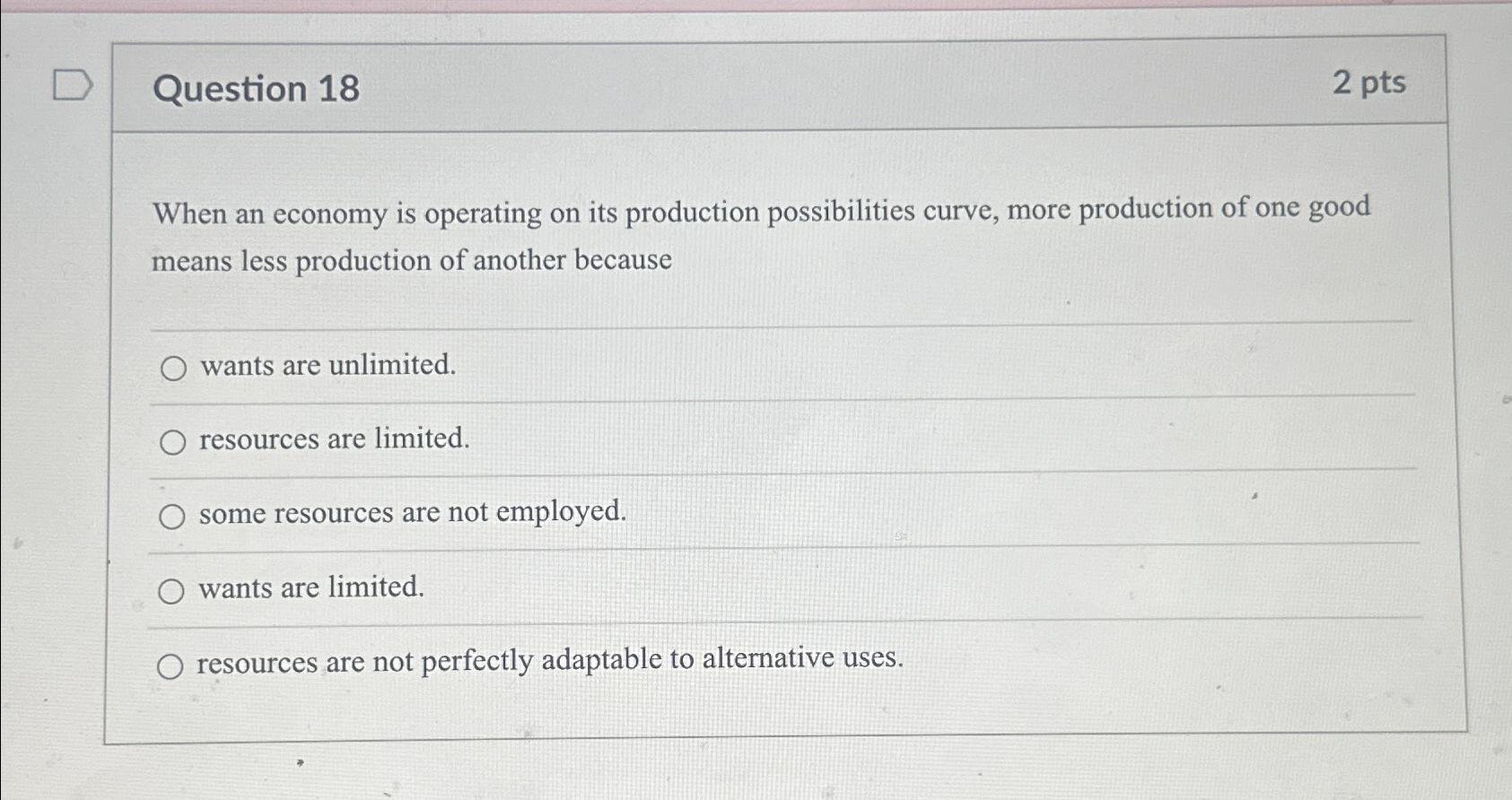 Solved Question 182 ﻿ptsWhen an economy is operating on its | Chegg.com