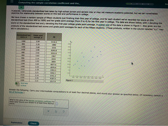 Solved Computing the sample correlation coefficient and | Chegg.com