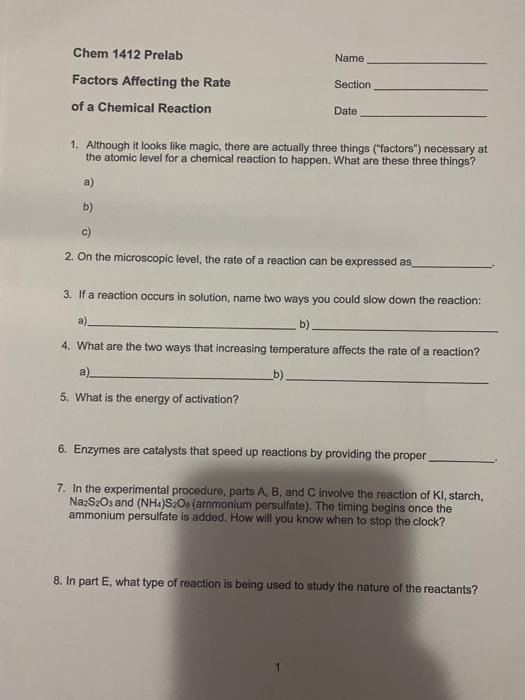 Solved Chem 1412 Prelab Name Section Factors Affecting the | Chegg.com Solved Chem 1412 Prelab Name Section Factors Affecting the | Chegg.com