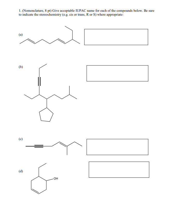 Solved Give acceptable IUPAC name for each of the compounds | Chegg.com
