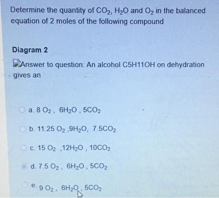 Solved Determine the quantity of CO2, H20 and O2 in the | Chegg.com