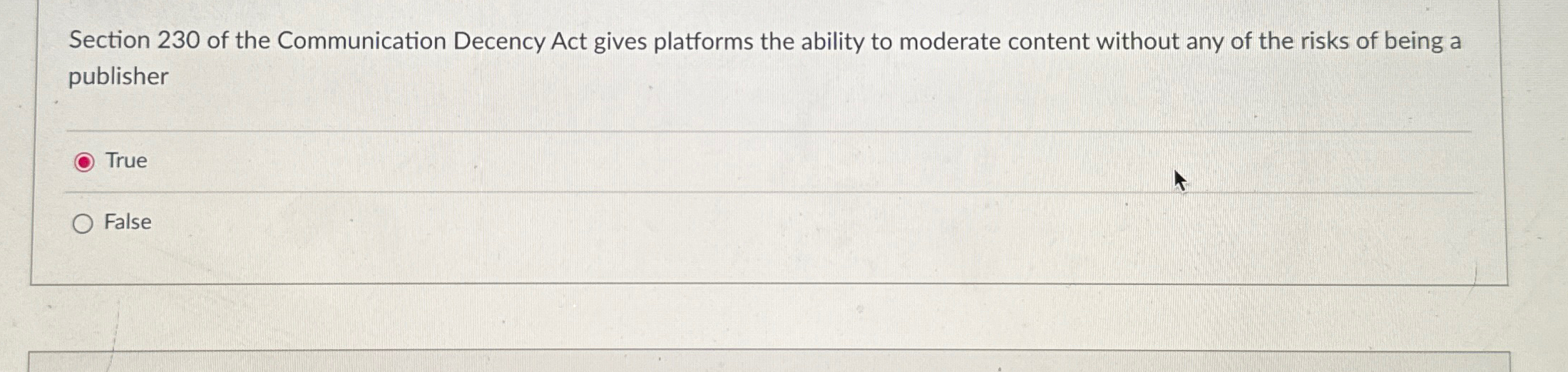 Solved Section 230 ﻿of the Communication Decency Act gives | Chegg.com