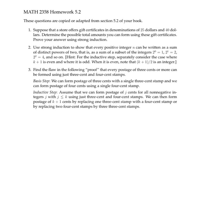 Solved MATH 2358 Homework 5.2 These questions are copied or | Chegg.com