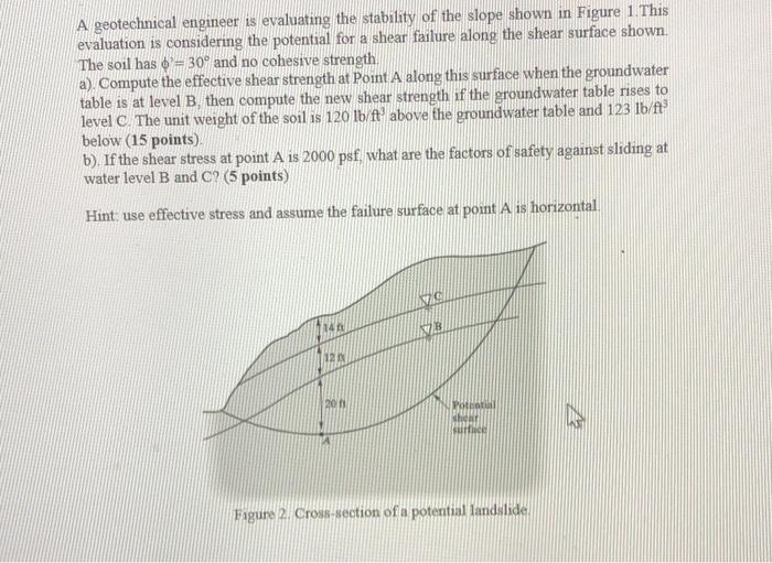 Solved A geotechnical engineer is evaluating the stability | Chegg.com