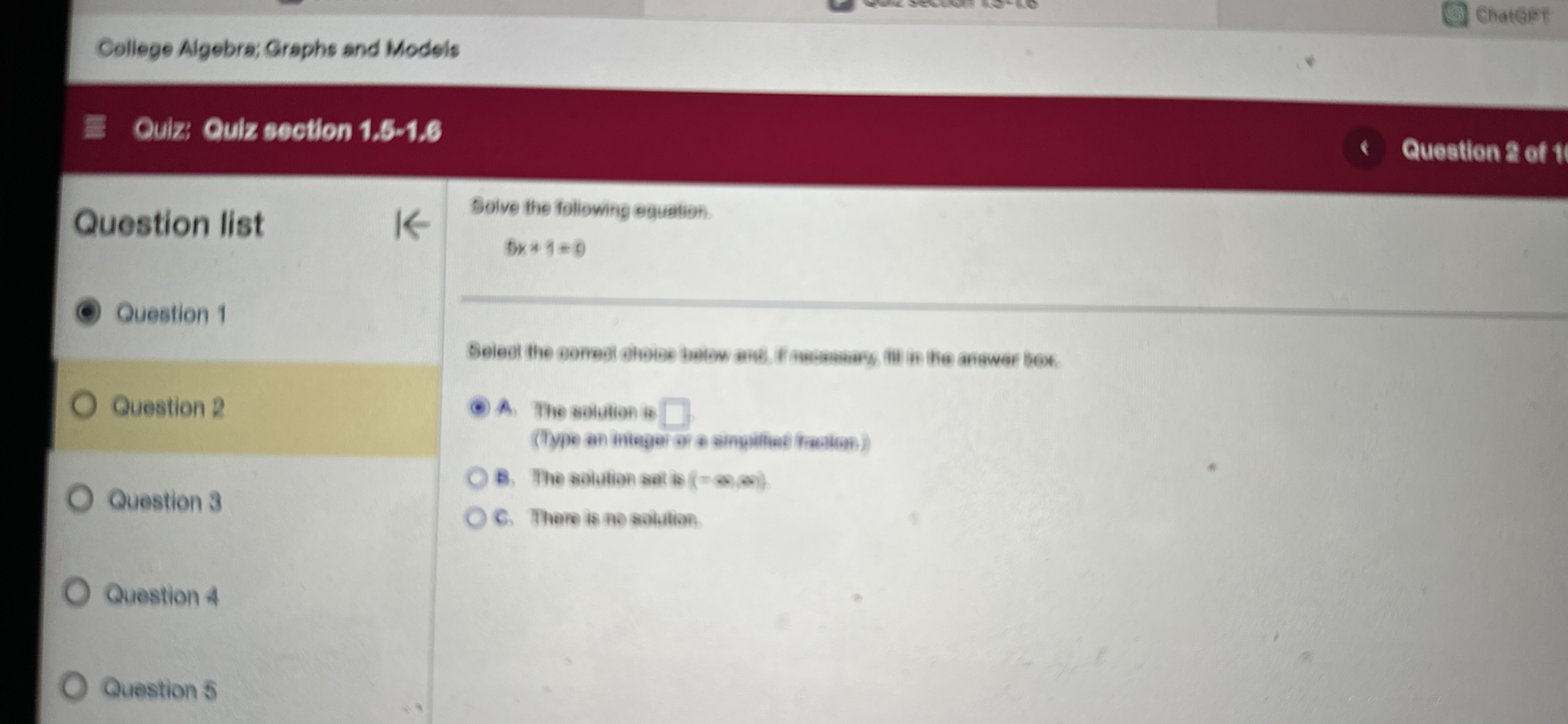 Solved College Algebre; Graphs and ModelsE Ouiz; Quiz | Chegg.com