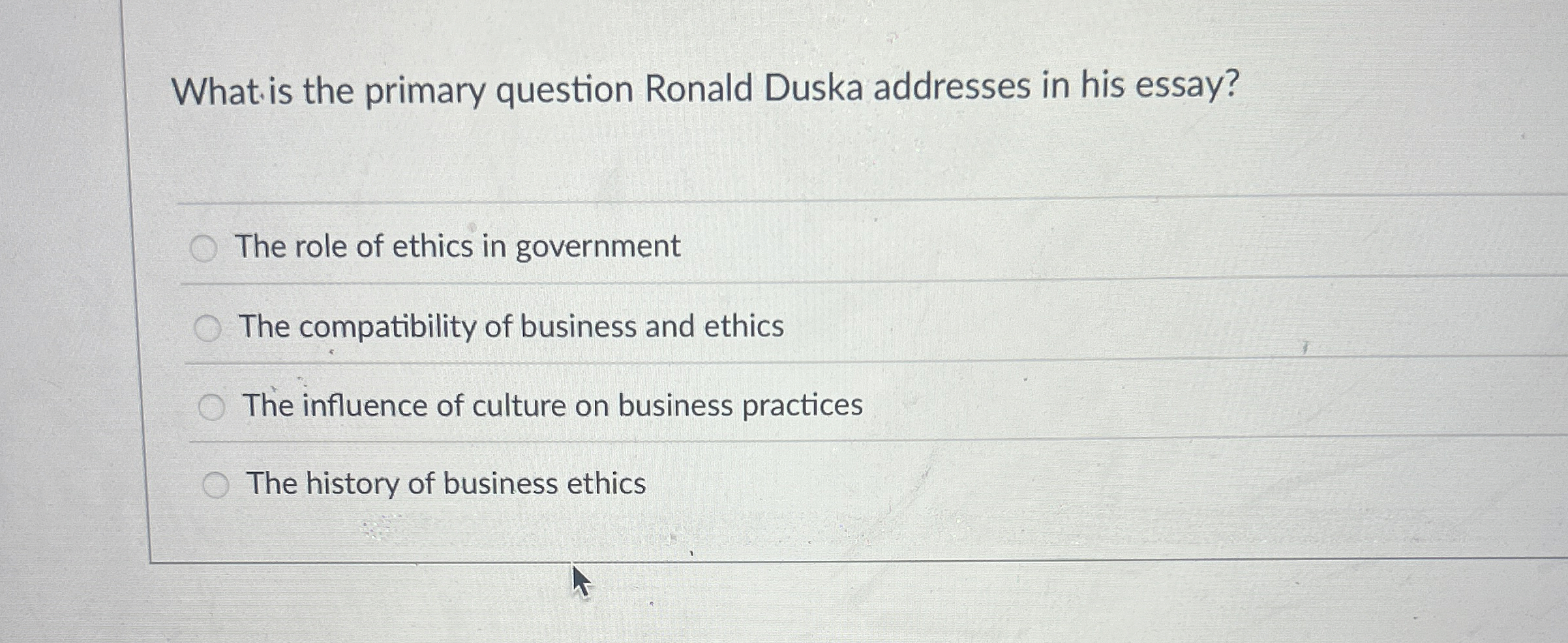 Solved What is the primary question Ronald Duska addresses | Chegg.com