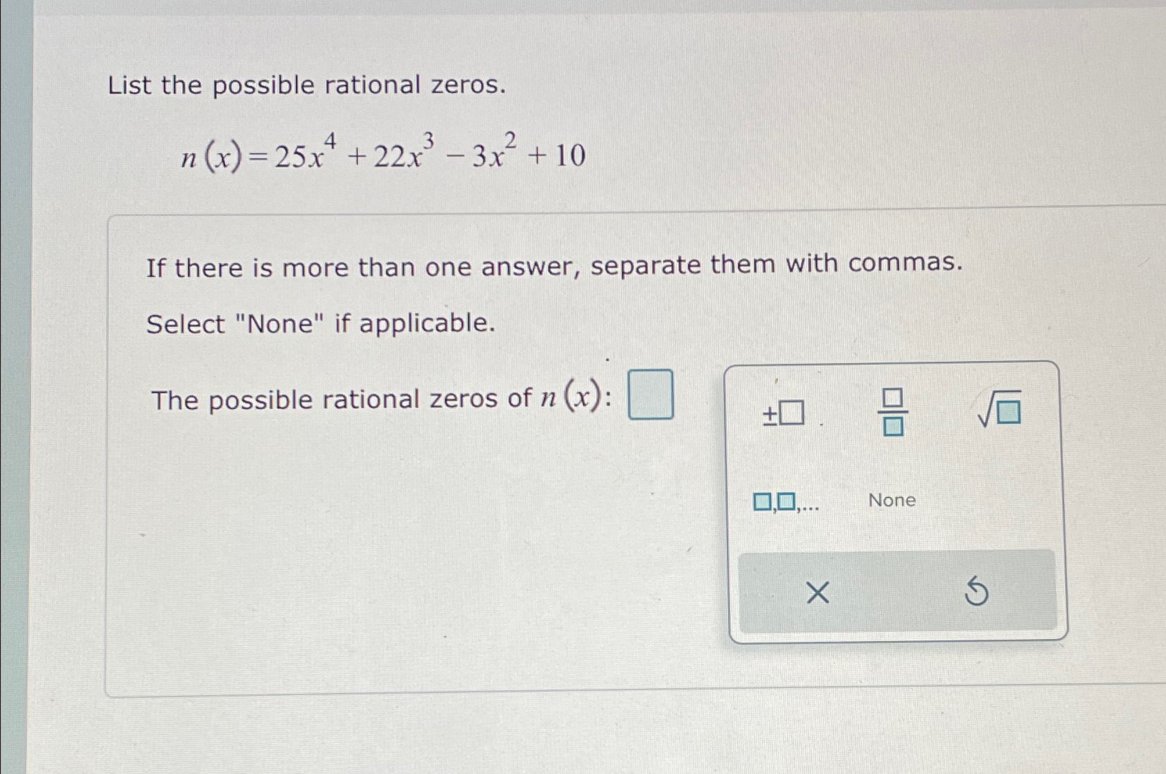 Solved List the possible rational | Chegg.com