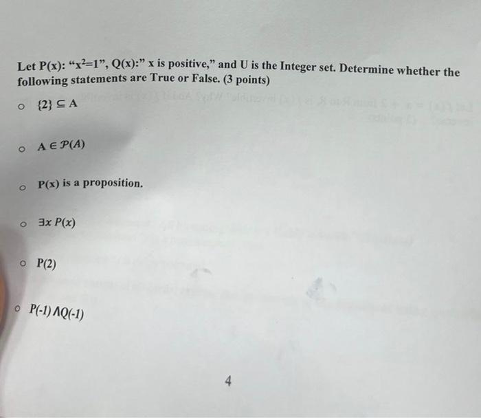 Solved Let P(x): " x2=1",Q(x):"x is positive," and U is the | Chegg.com