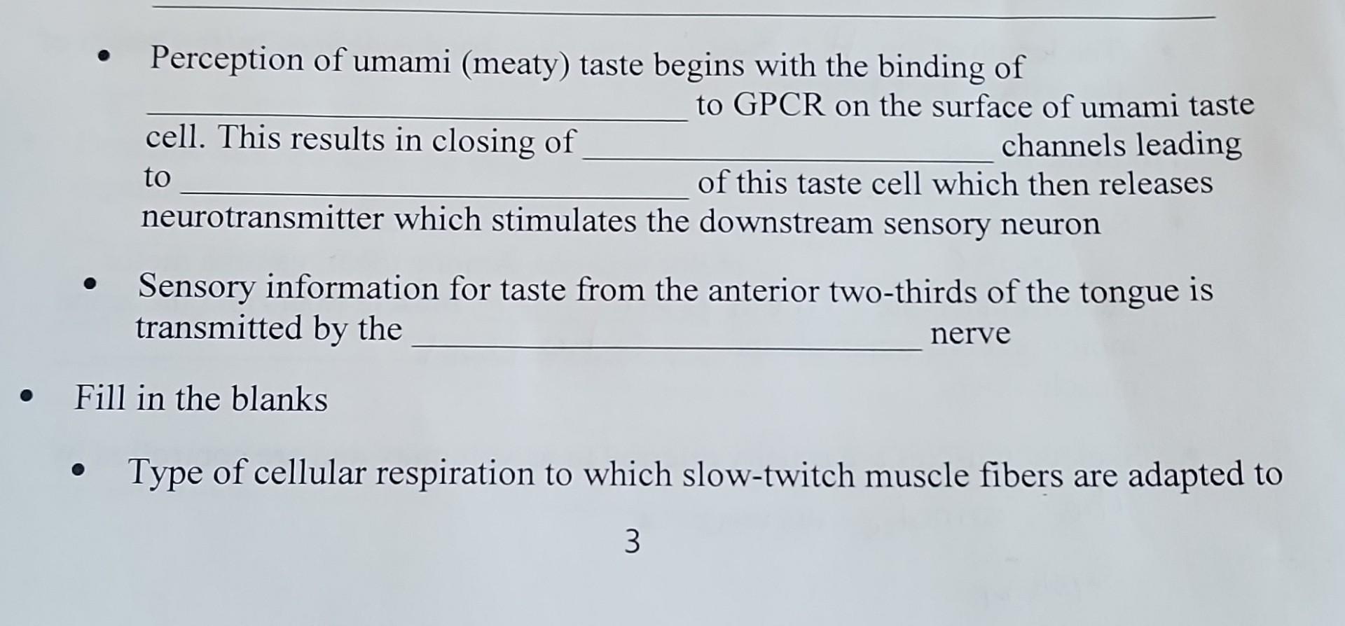 Solved - Perception of umami (meaty) taste begins with the | Chegg.com