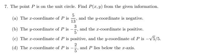Solved The point P ﻿is on the unit circle. Find P(x,y) ﻿from | Chegg.com