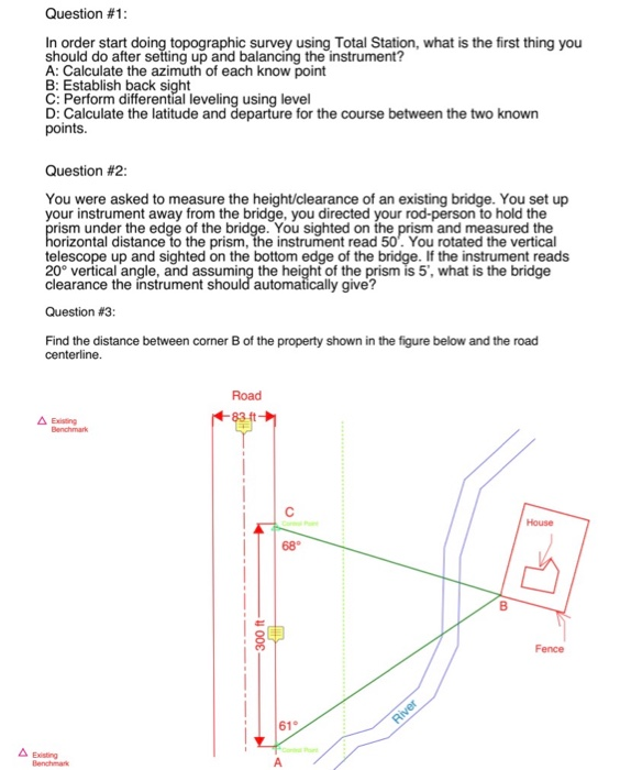 Solved Question #1: In order start doing topographic survey | Chegg.com