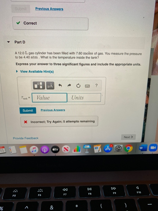 Solved Submit Previous Answers Correct Part D A 12.0 L gas | Chegg.com