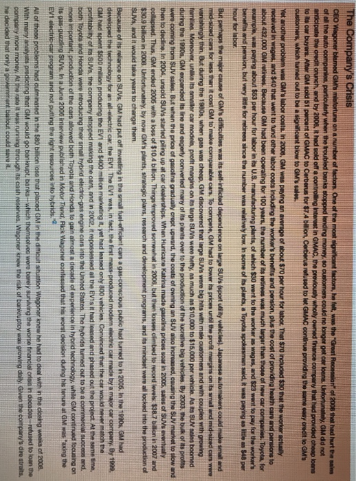 Case Study 3.1: The GM Bailout By mid-December 2008, | Chegg.com