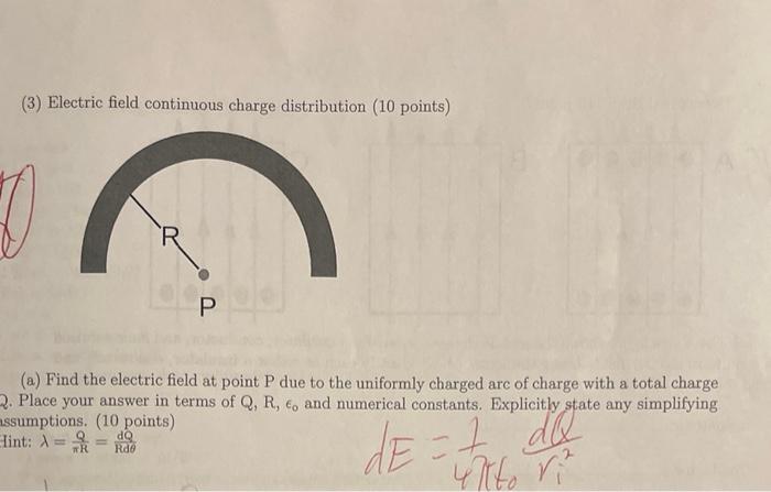 Solved (3) Electric field continuous charge distribution (10 | Chegg.com