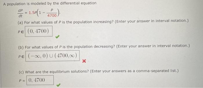 Solved A population is modeled by the differential equation | Chegg.com
