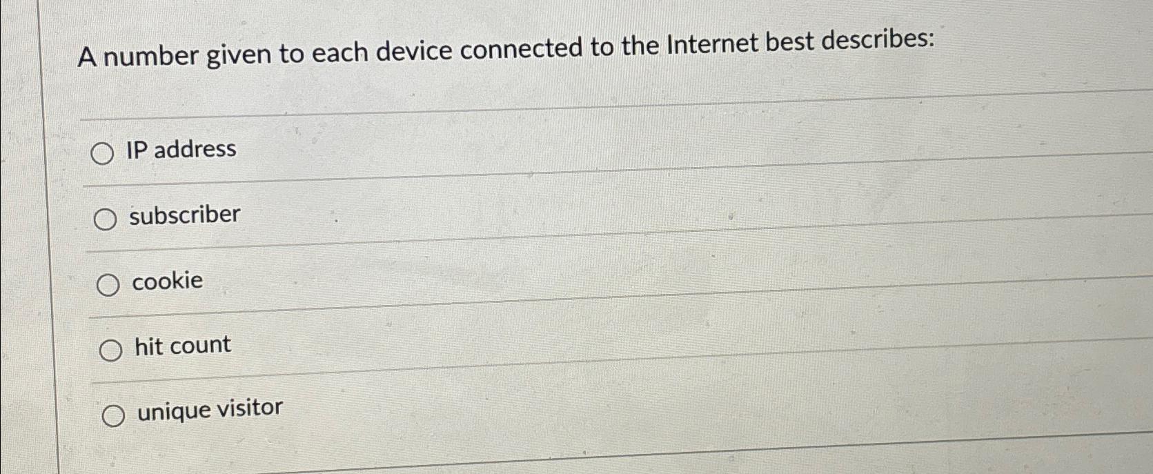Solved A number given to each device connected to the | Chegg.com