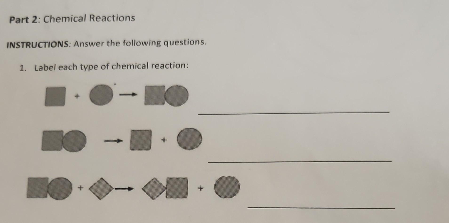 Solved Part 2: Chemical Reactions INSTRUCTIONS: Answer the | Chegg.com