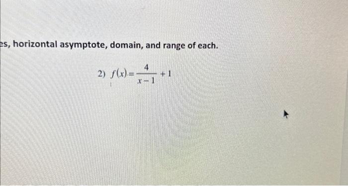 Solved es, horizontal asymptote, domain, and range of each. | Chegg.com