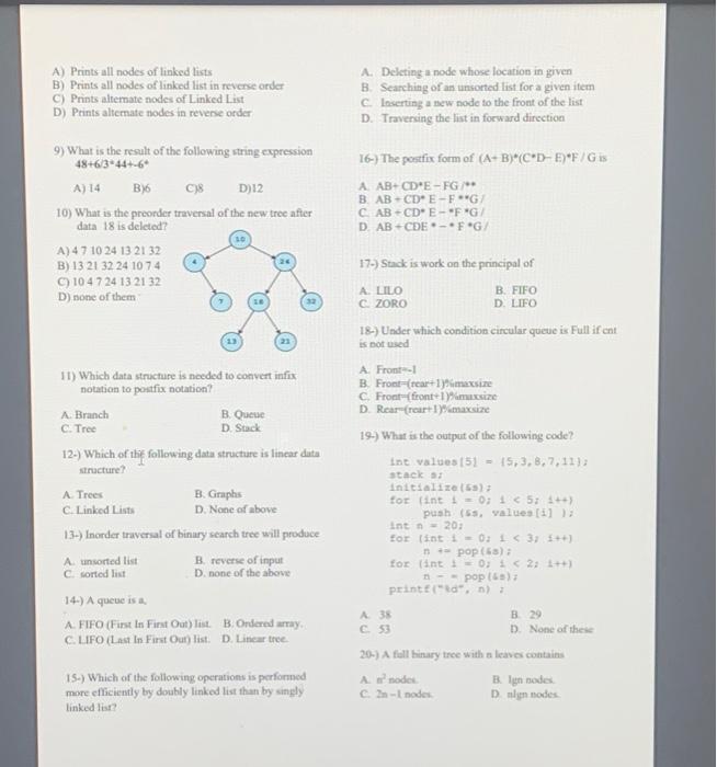 Solved 1) A binary search tree whose left subtree and right | Chegg.com