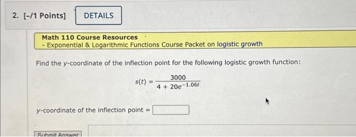 Solved Math 110 Course Resources - Exponential \& | Chegg.com