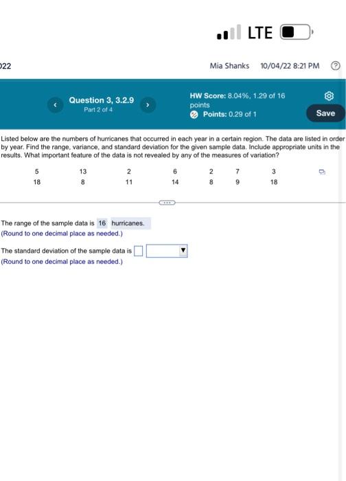 Solved Listed below are the numbers of hurricanes that | Chegg.com