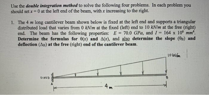 Solved Use the double integration method to solve the | Chegg.com