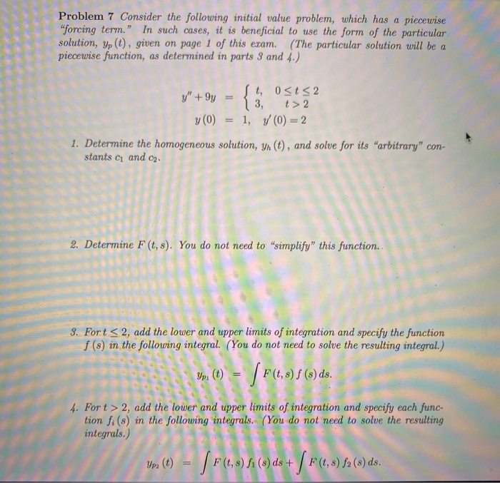 Solved Problem 7 Consider the following initial value | Chegg.com