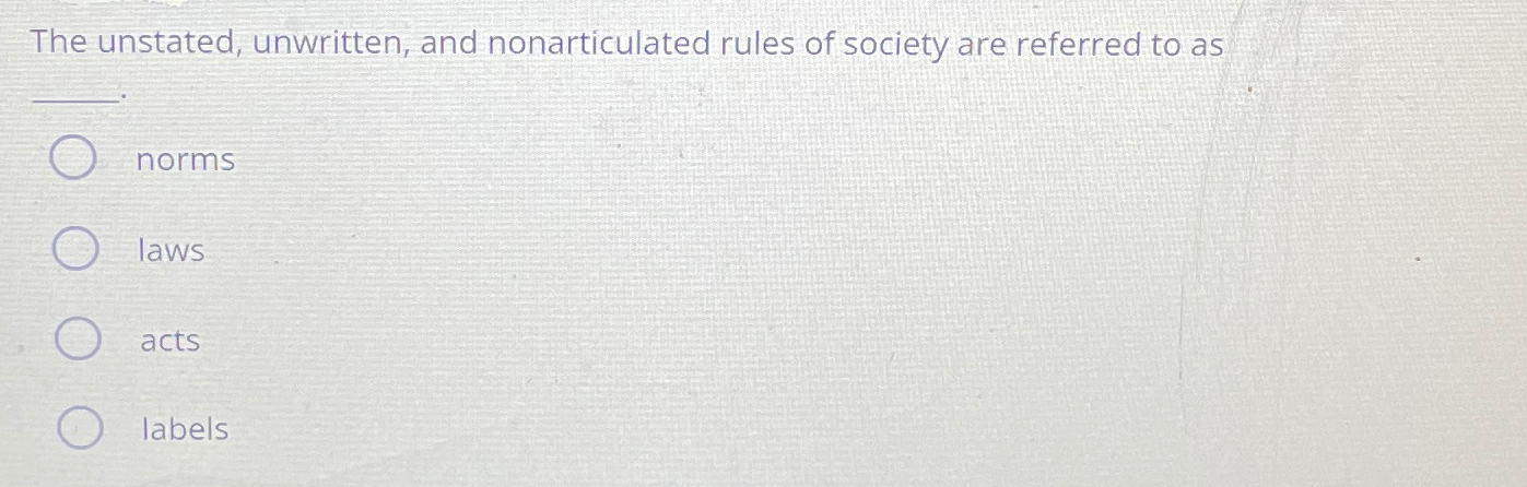 Solved The unstated, unwritten, and nonarticulated rules of | Chegg.com