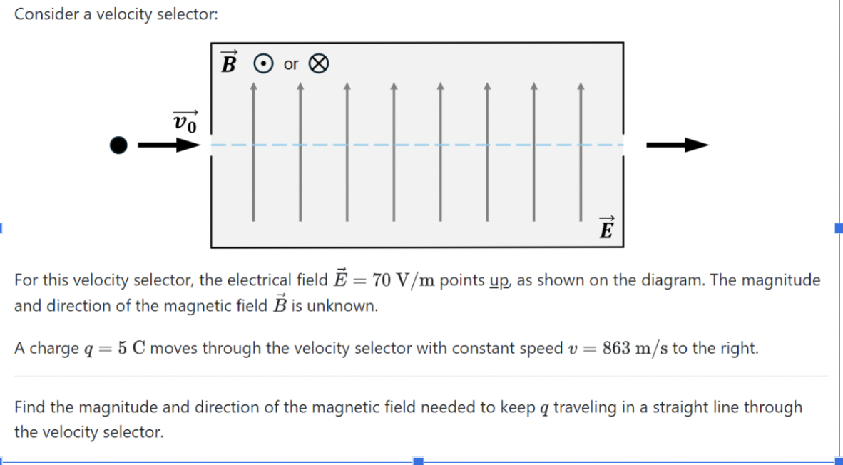 Solved by an EXPERT Consider a velocitv selector:For this velocity | Chegg.com