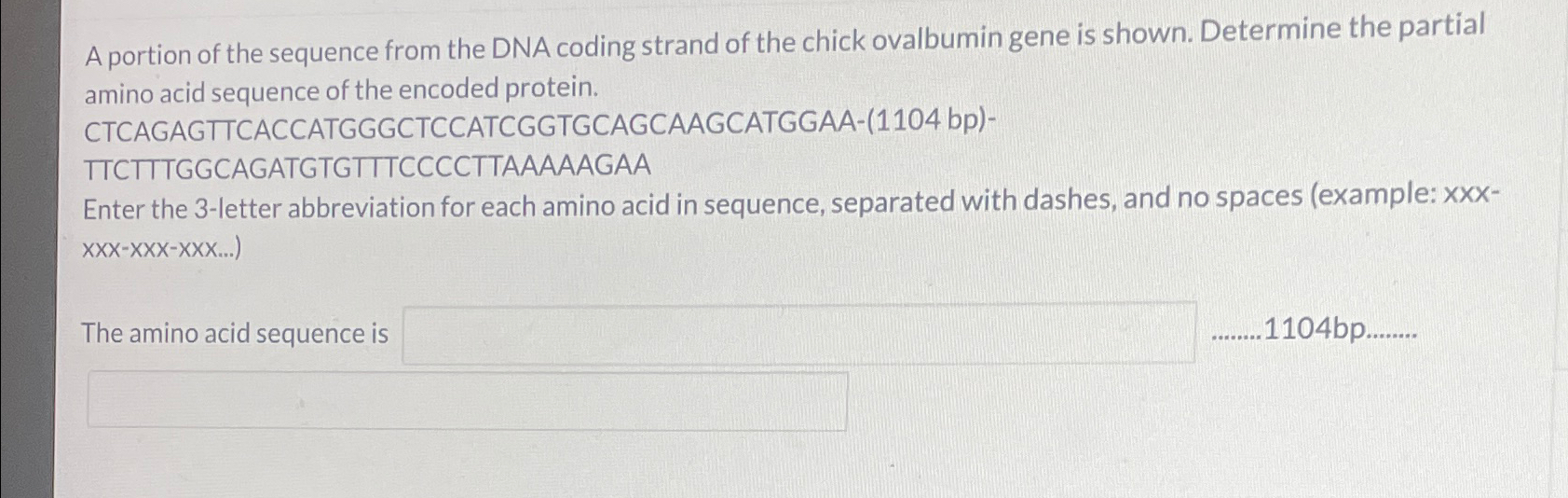 Solved A portion of the sequence from the DNA coding strand | Chegg.com