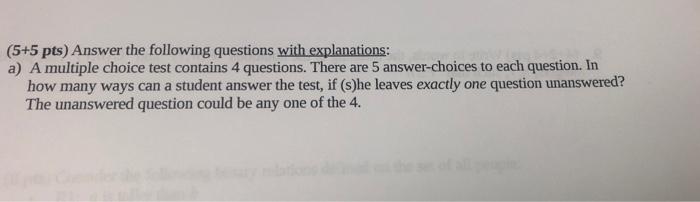Solved (5+5 pts) Answer the following questions with | Chegg.com