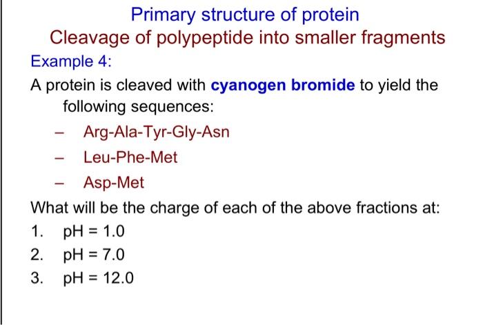 Solved Primary structure of protein Cleavage of polypeptide | Chegg.com