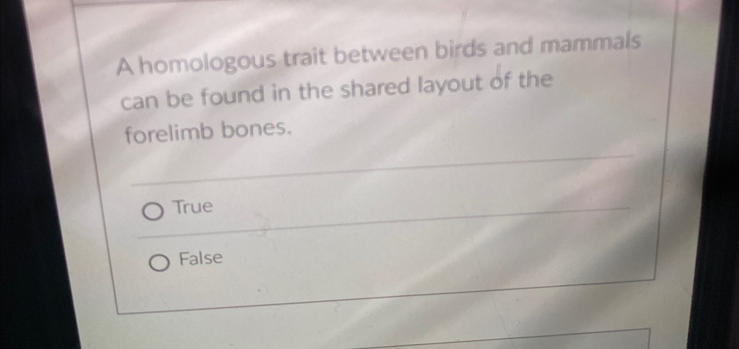Solved A homologous trait between birds and mammals can be | Chegg.com