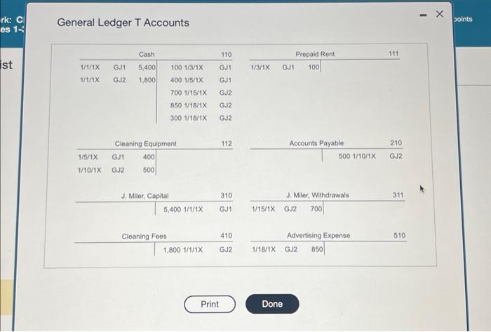 Solved Given the following ledger accounts for Miler | Chegg.com