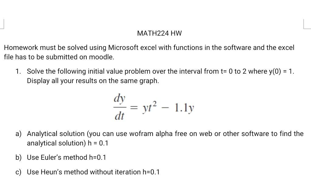 Solved MATH224 HW Homework must be solved using Microsoft | Chegg.com