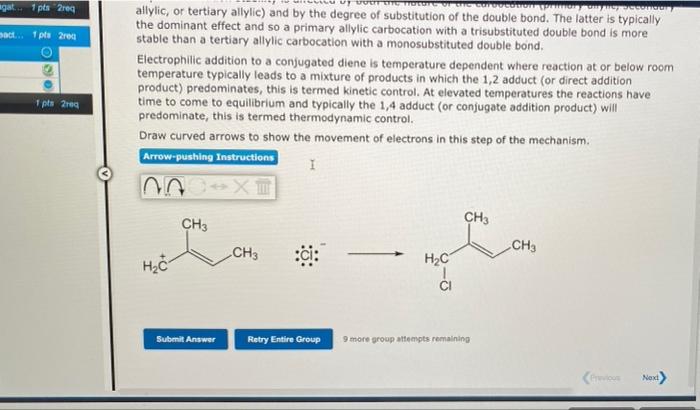 Solved allylic, or tertiary allylic) and by the degree of | Chegg.com