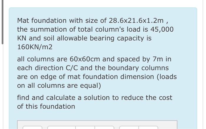Solved Mat foundation with size of 28.6x21.6x1.2m , the | Chegg.com