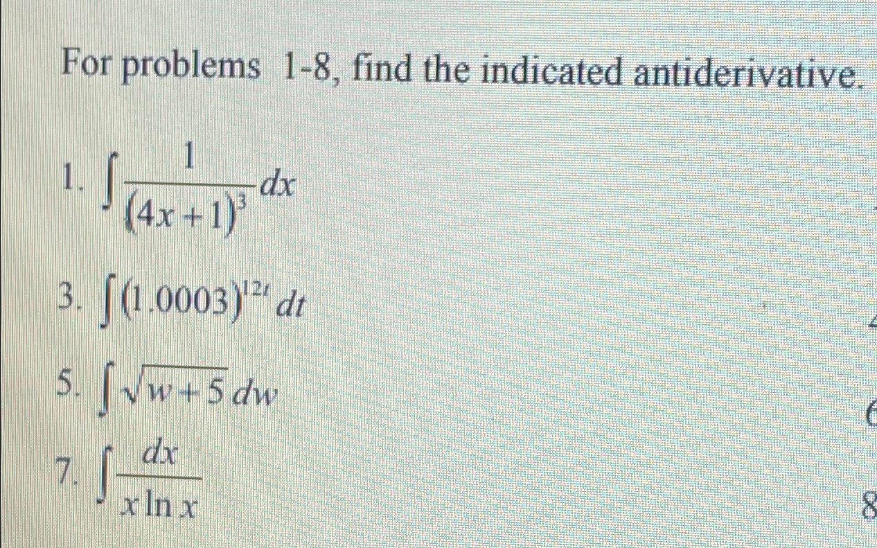Solved For problems 1-8, ﻿find the indicated | Chegg.com